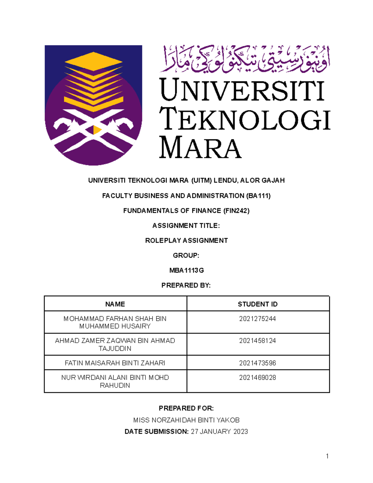 FIN242 Group Assignment Sunway Berhad - UNIVERSITI TEKNOLOGI MARA (UITM ...