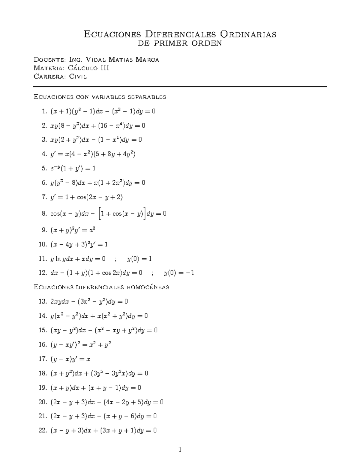 ecuaciones diferenciales ordinarias ejercicios - Ecuaciones ...