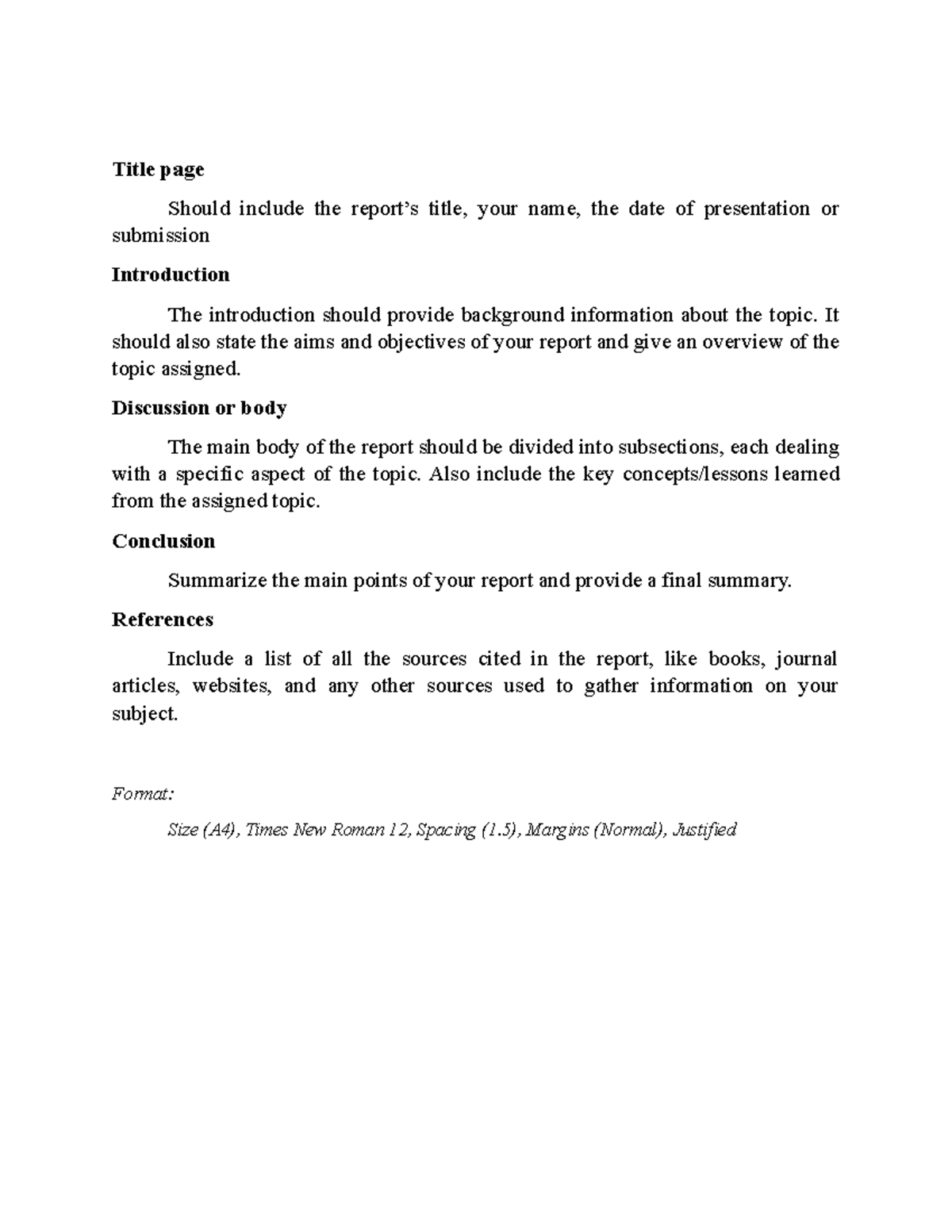 Written-Report-Format - Title page Should include the report’s title ...