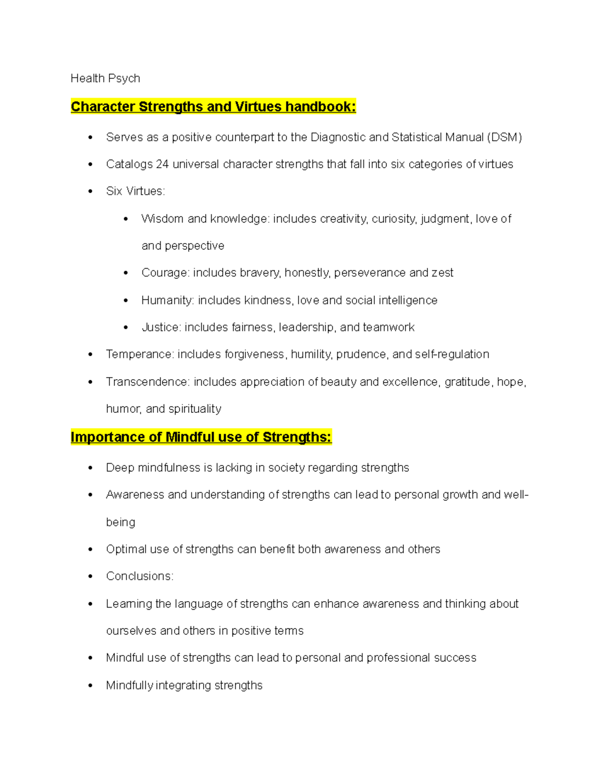 Health Psych DAY 49 - Character Strengths - Health Psych Character ...