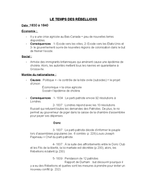 Histoire Notes de cours 3e secondaire - NOTES DE COURS HISTOIRE ...