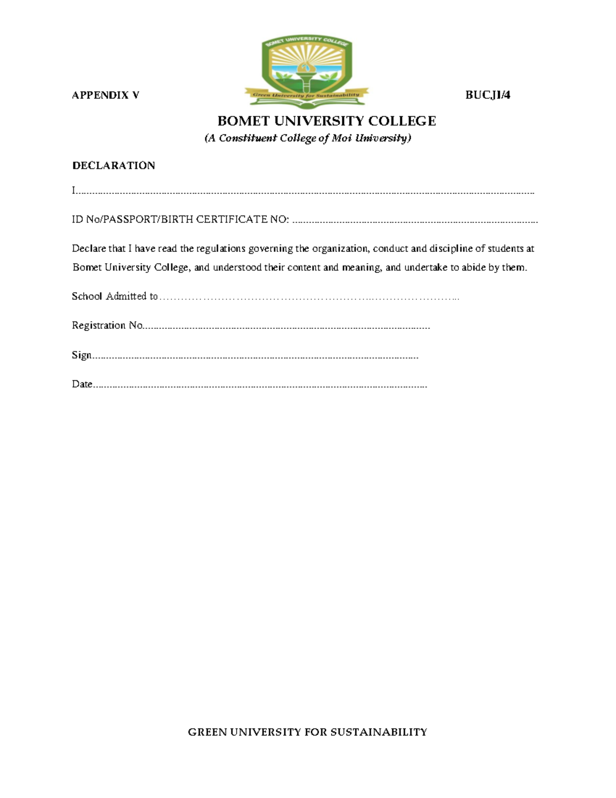 Declaration - lec - GREEN UNIVERSITY FOR SUSTAINABILITY APPENDIX V ...
