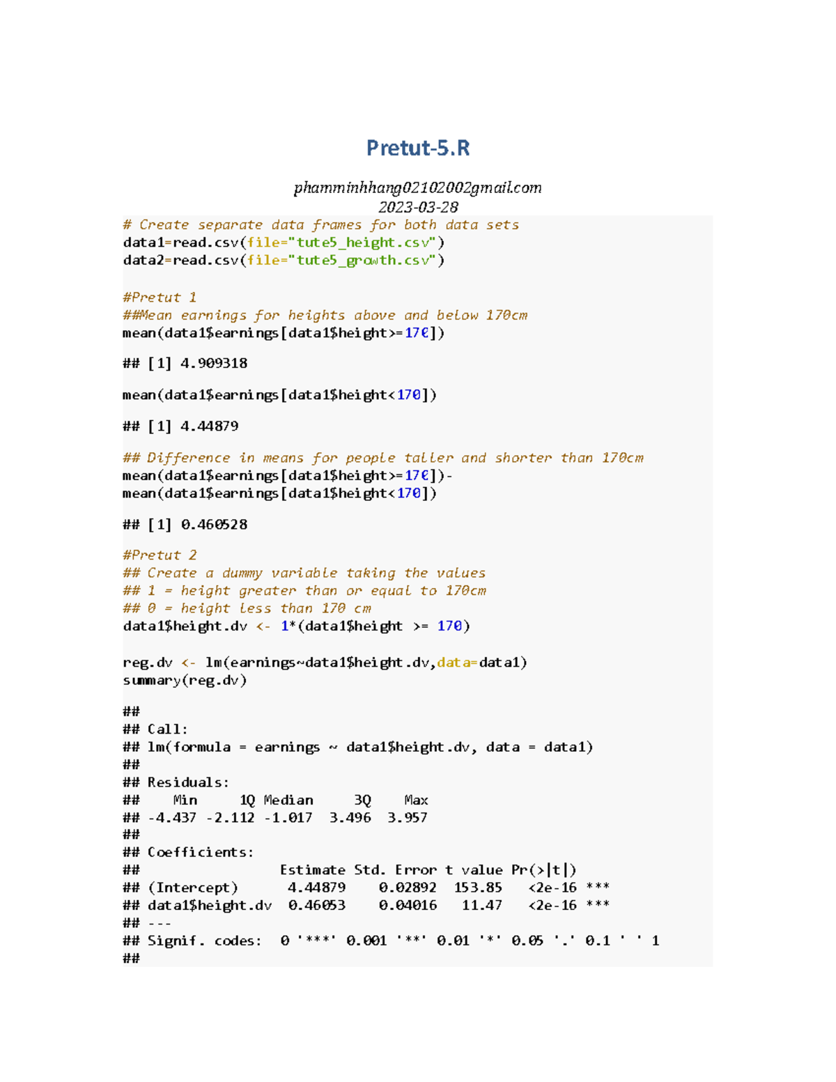 Pretut-5 - Coding material - ECOM20001 - Unimelb - Studocu