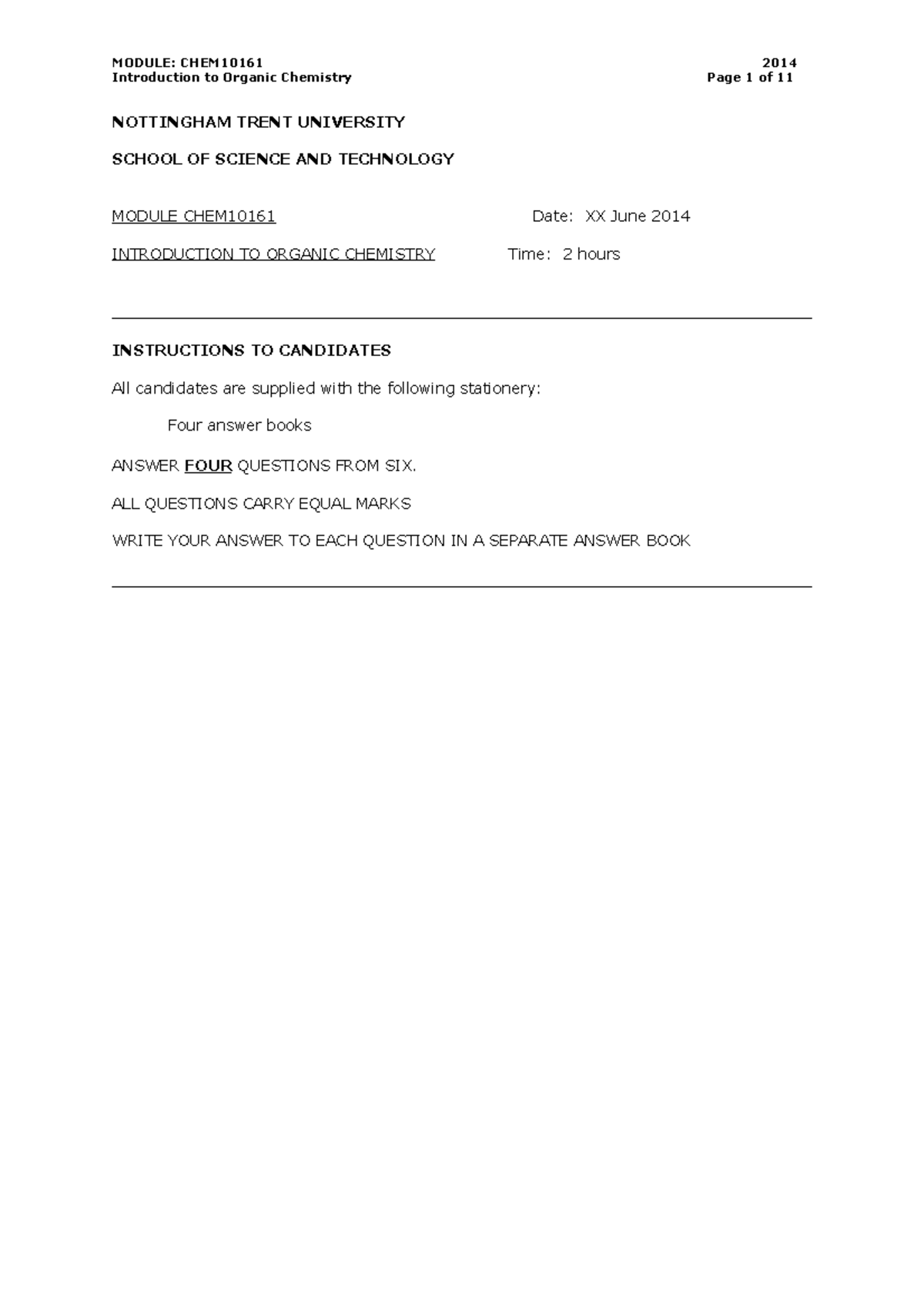 Exam 1 June 2014, questions - NOTTINGHAM TRENT UNIVERSITY SCHOOL OF ...