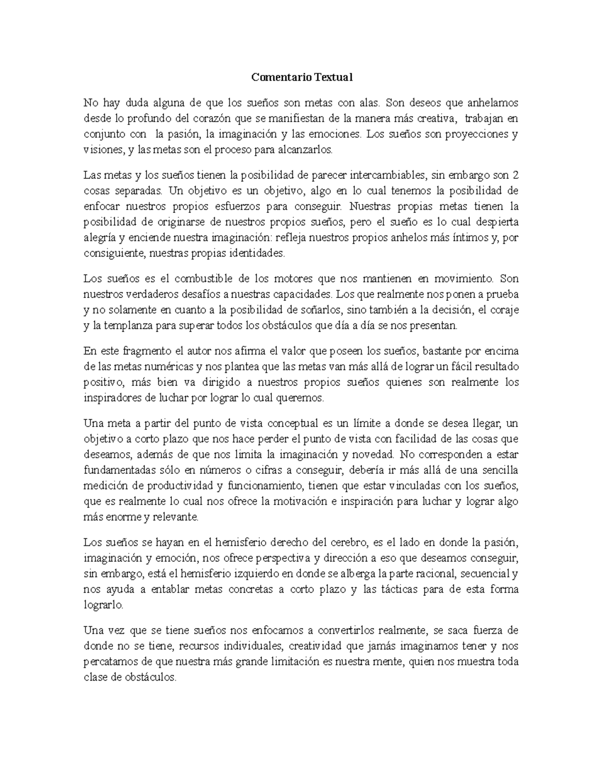 Comentario Textual - Lecture notes 1 - Comentario Textual No hay duda ...