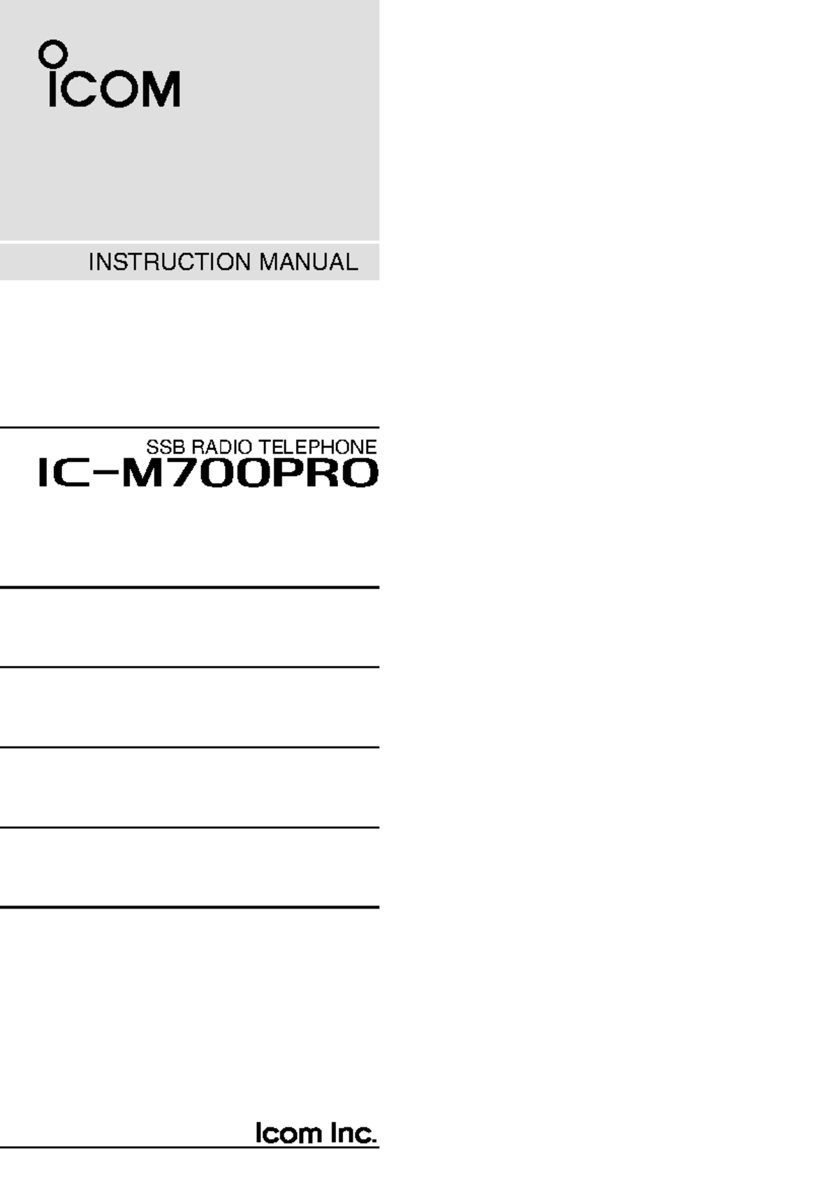 Ic-m700pro - prueba - INSTRUCTION MANUAL SSB RADIO TELEPHONE iM700PRO ...