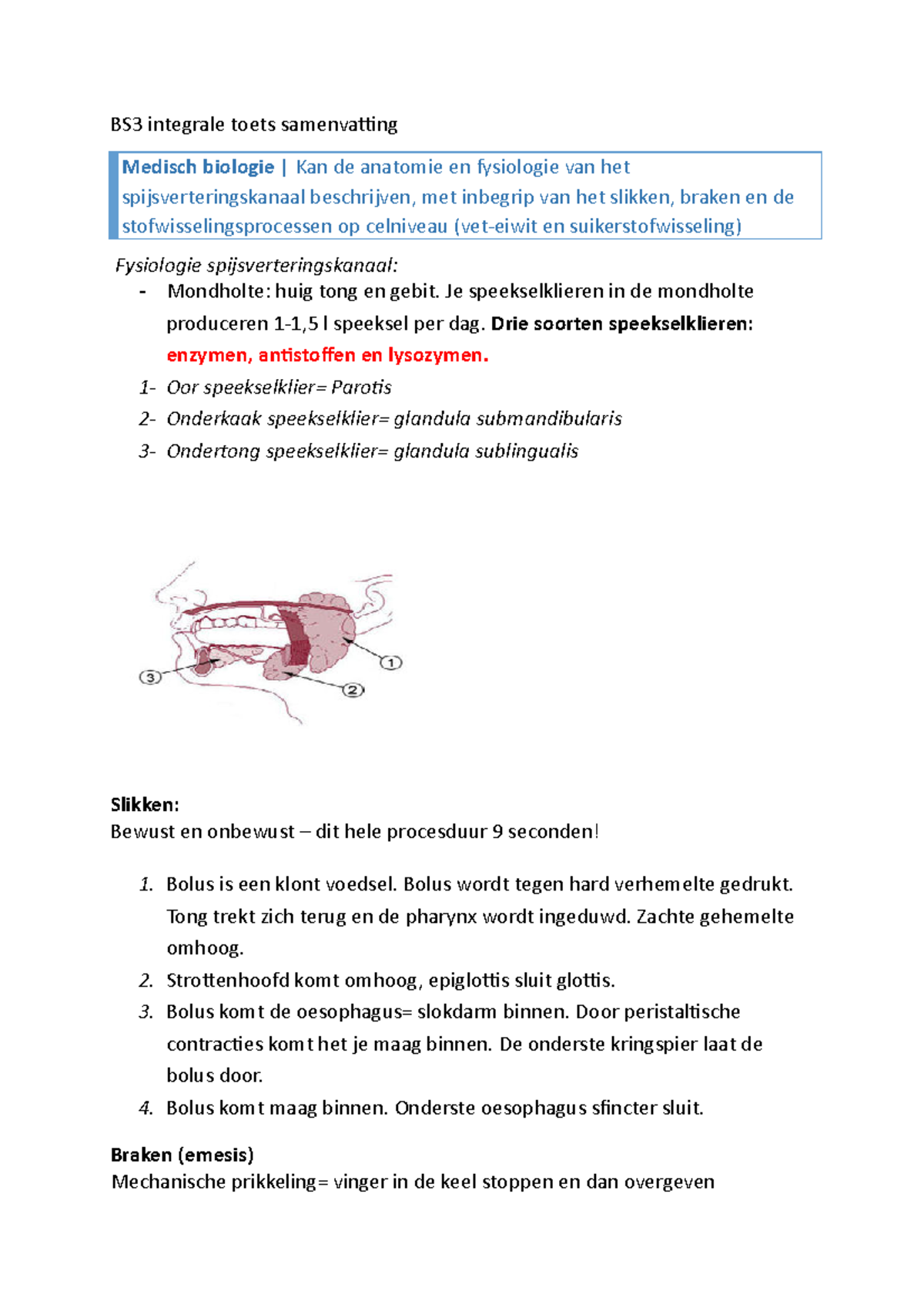 BS3 herkansing samenvatting - BS3 integrale toets samenvatting Medisch ...
