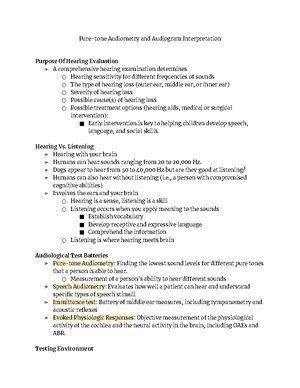 SLPA 127 Notes 3 - Hearing Screening Principles Of Screening The ...