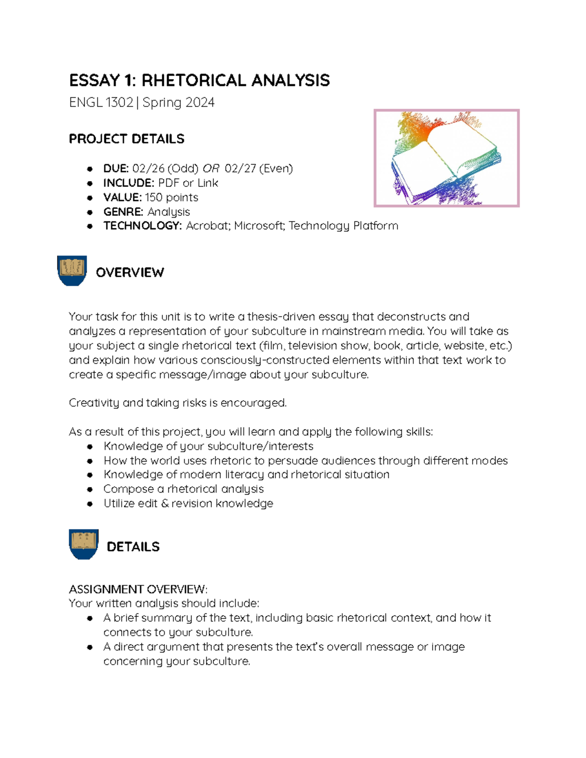 1302 Essay 1 Rhetorical Analysis - ESSAY 1: RHETORICAL ANALYSIS ENGL ...