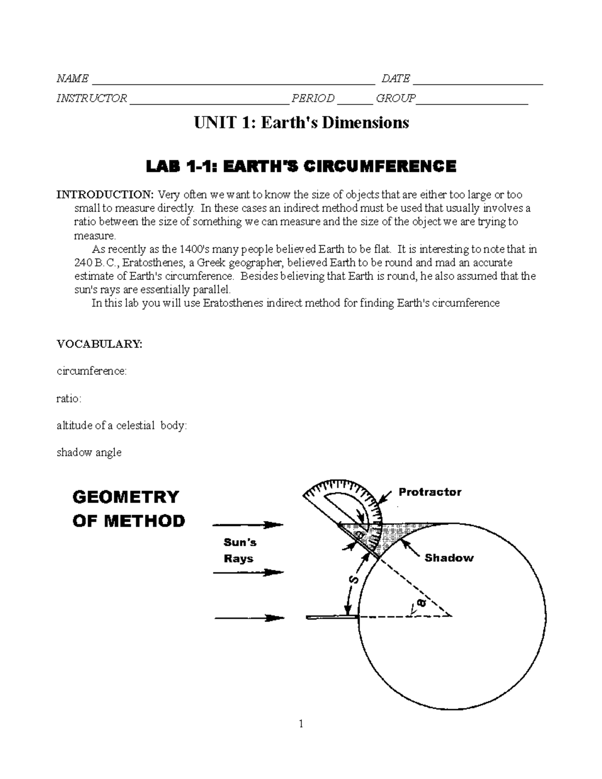 Earth's circumference - NAME ...