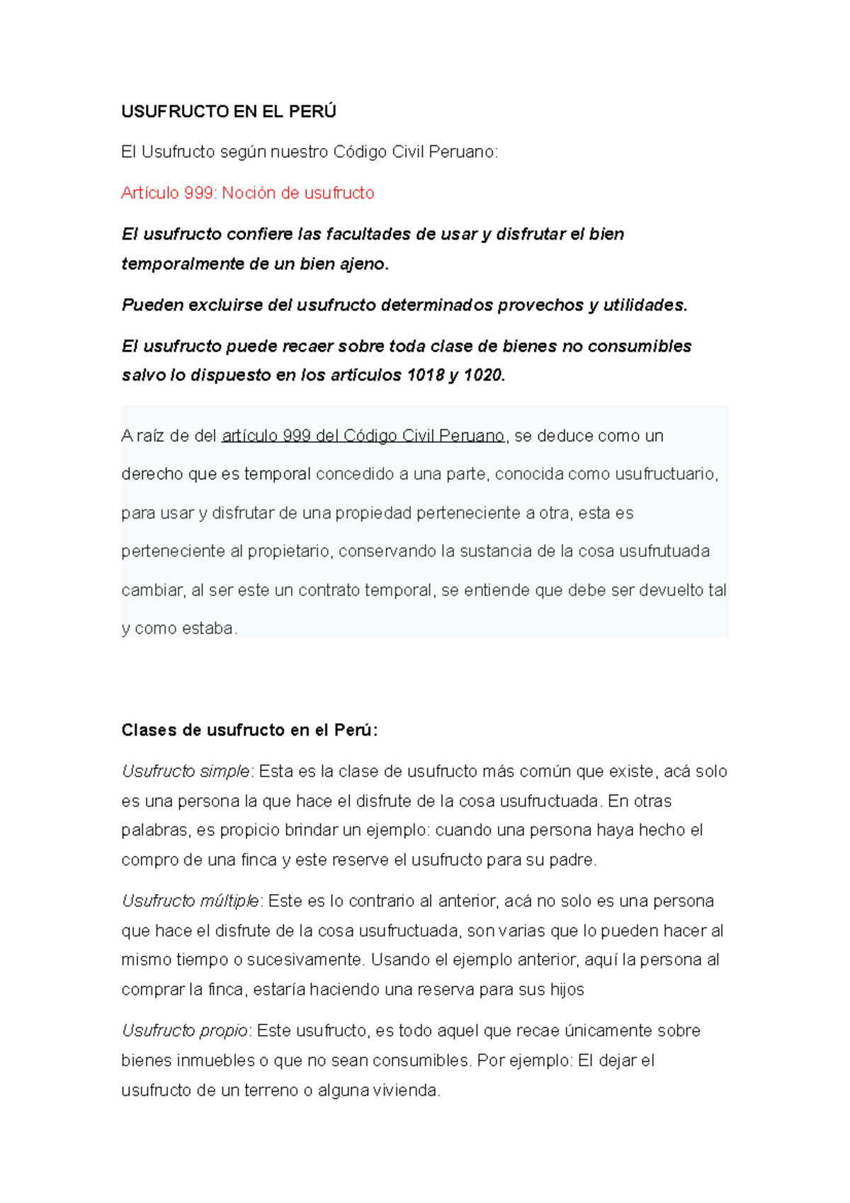 Usufructo EN EL PERÚ - kkmklpñ - USUFRUCTO EN EL PERÚ El Usufructo ...