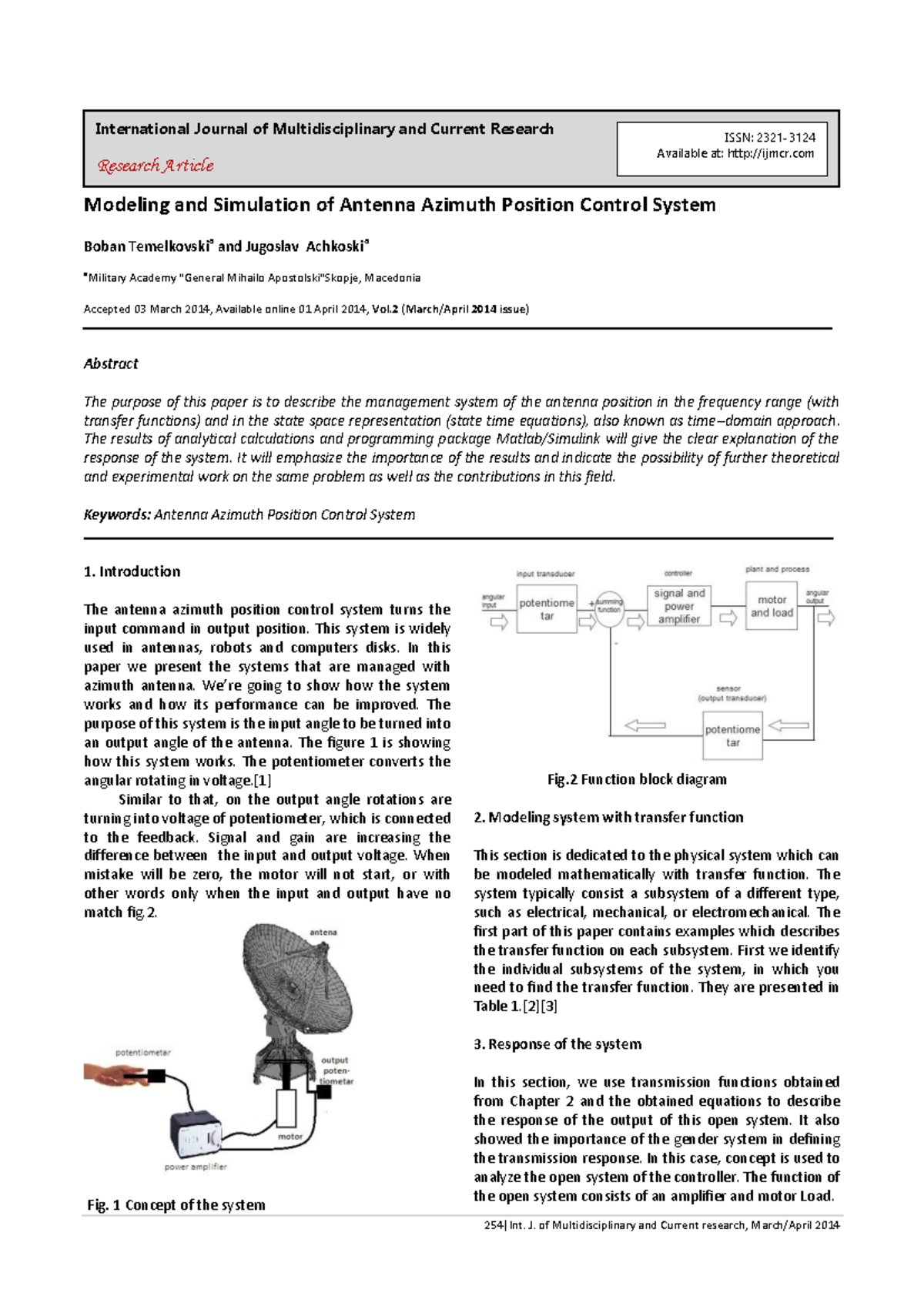 Antenna control system - International Journal of Multidisciplinary and Current Research ...