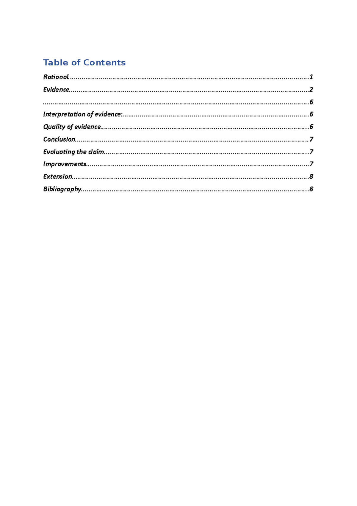 FIA2 Research question Bio 2022 - Table of Contents - Studocu