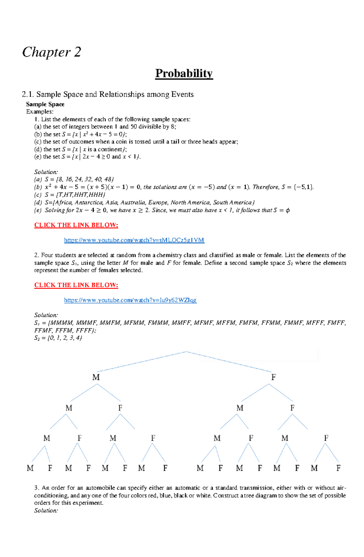 Chapter 2 Solutions - Hkdebkfk - Chapter 2 Probability 2. Sample Space ...