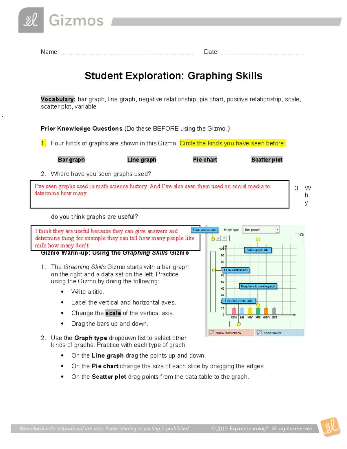 21-22 Gizmos Graphing Skills SE 5 - Name ...