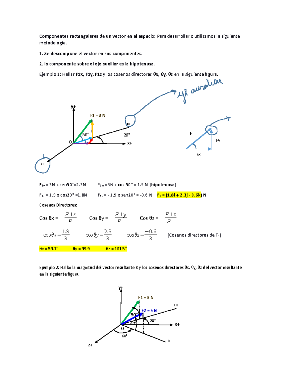 Componentes rectangulares de un vector en el espacio - Se descompone el ...