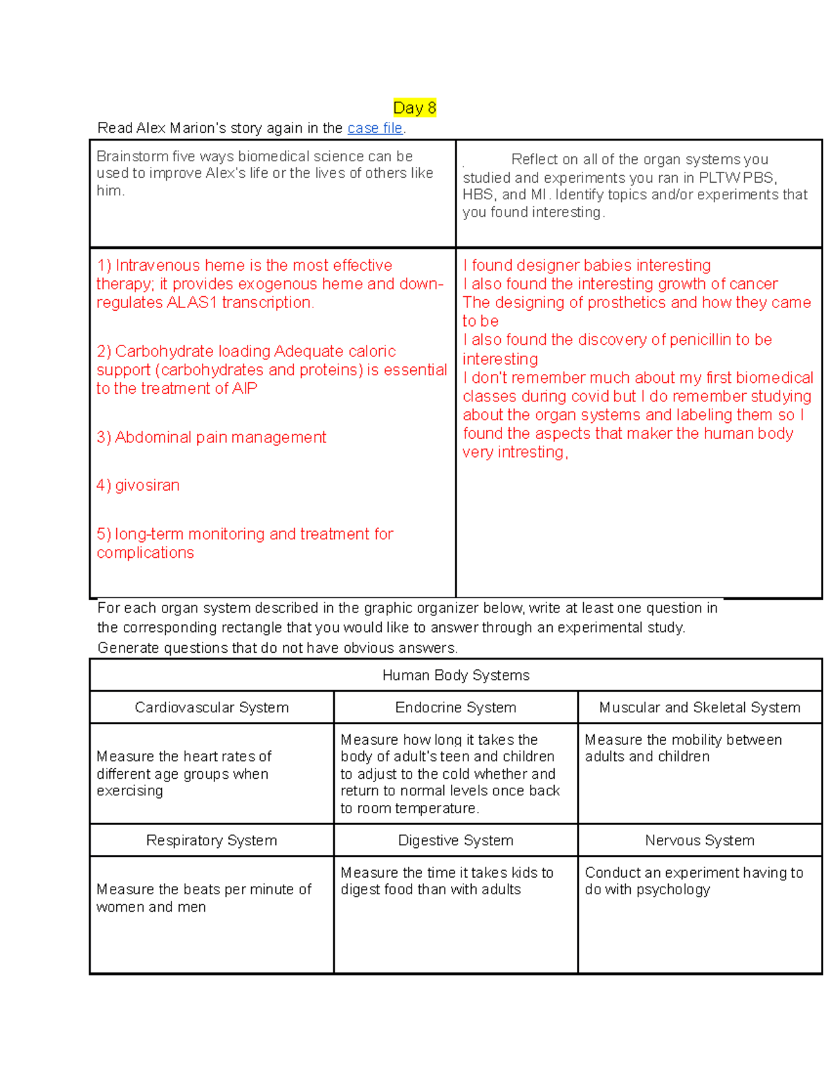 Day 8 Complete - lol - Day 8 Read Alex Marion’s story again in the case ...