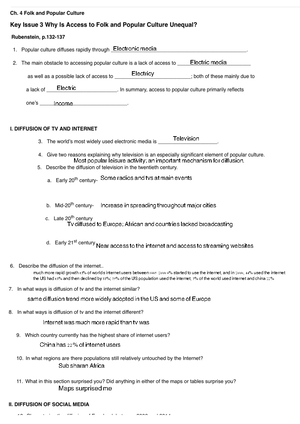 Ch 4.4 review ap human geo - Because they fear the loss of folk culture ...