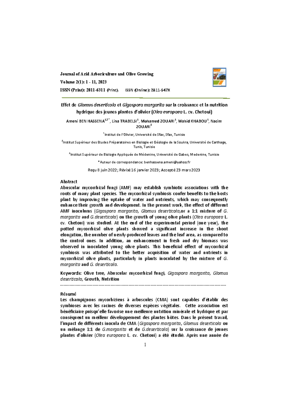 Article ameni - ghd,gnc, - Journal of Arid Arboriculture and Olive ...