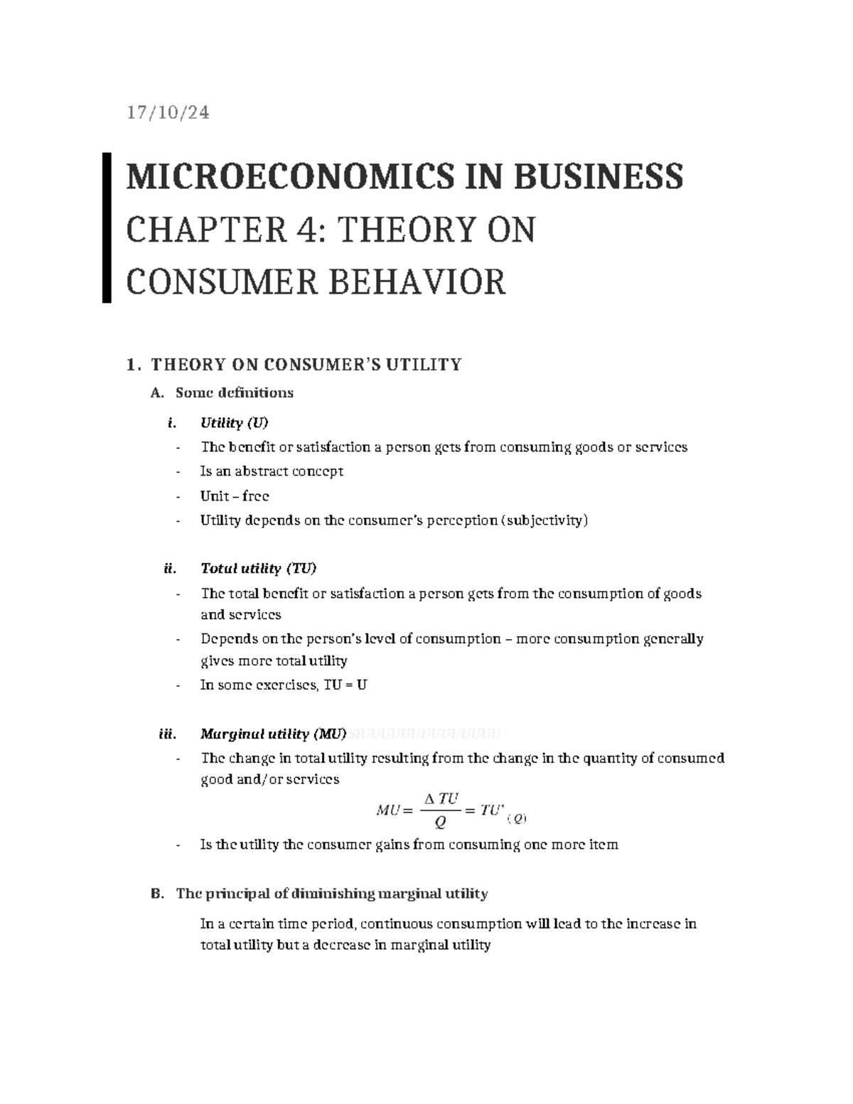 Microeconomics - D4 - Good luck - 17/10/ MICROECONOMICS IN BUSINESS ...