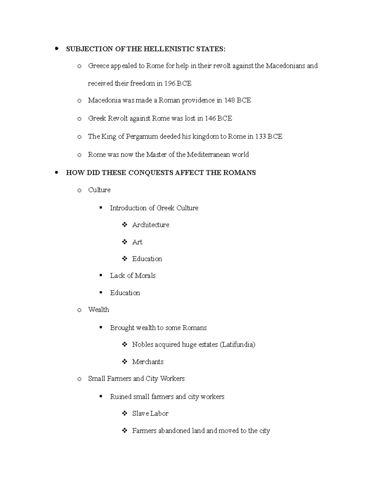 10-7-22 HIS-111 - History 111 lecture notes - SUBJECTION OF THE ...