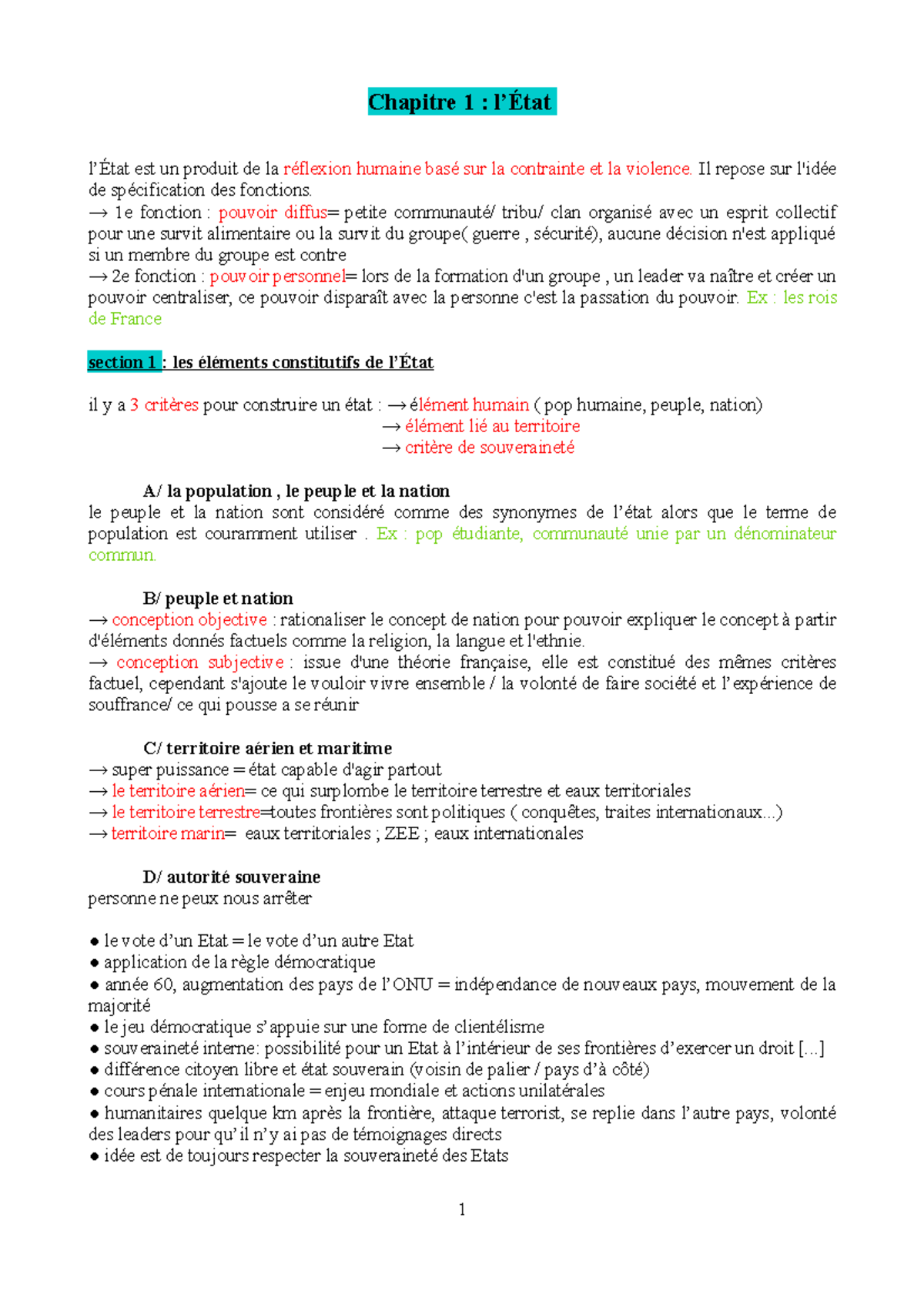 Chapitre 1 l'etat droit constit - Chapitre 1 : l’État l’État est un ...