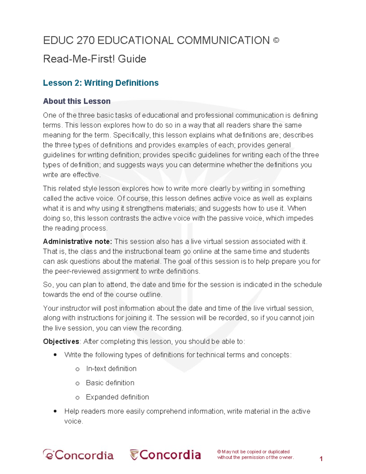 EDUC270 L2 Read Me First v2 - © May not be copied or duplicated without the permission of the ...