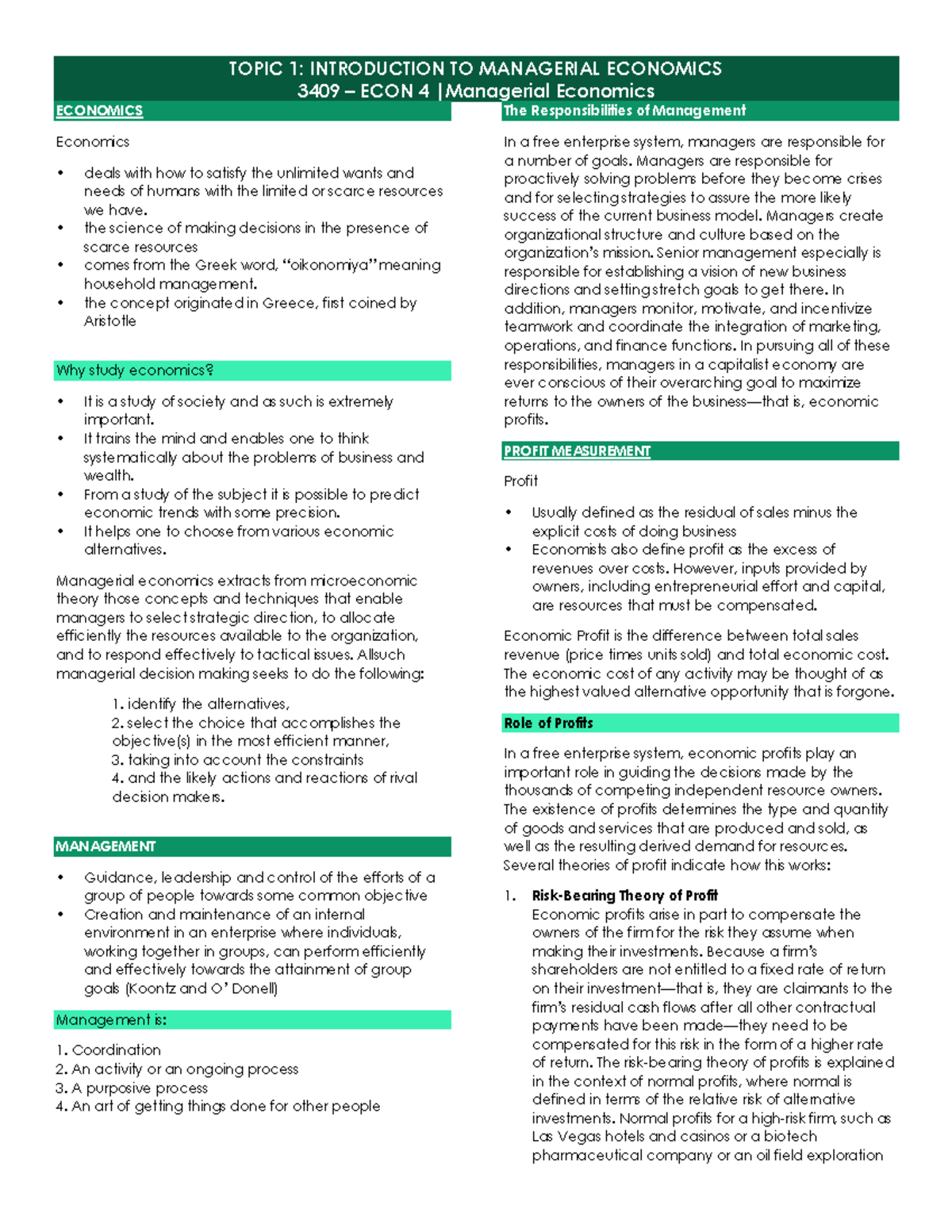 Topic-1-Introduction-to-Managerial-Economics - TOPIC 1: INTRODUCTION TO ...