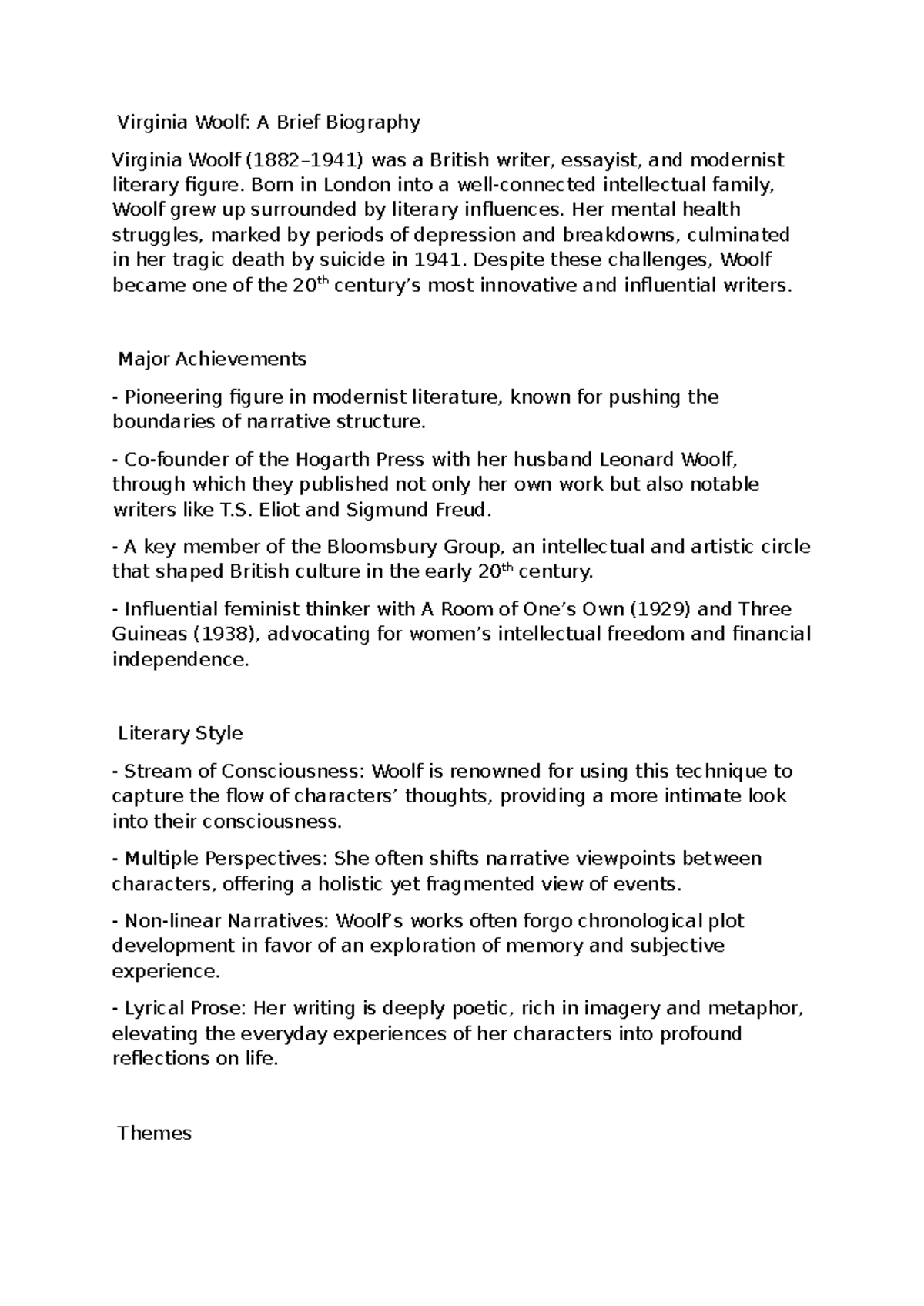 Virginia Woolf - Born in London into a well-connected intellectual ...