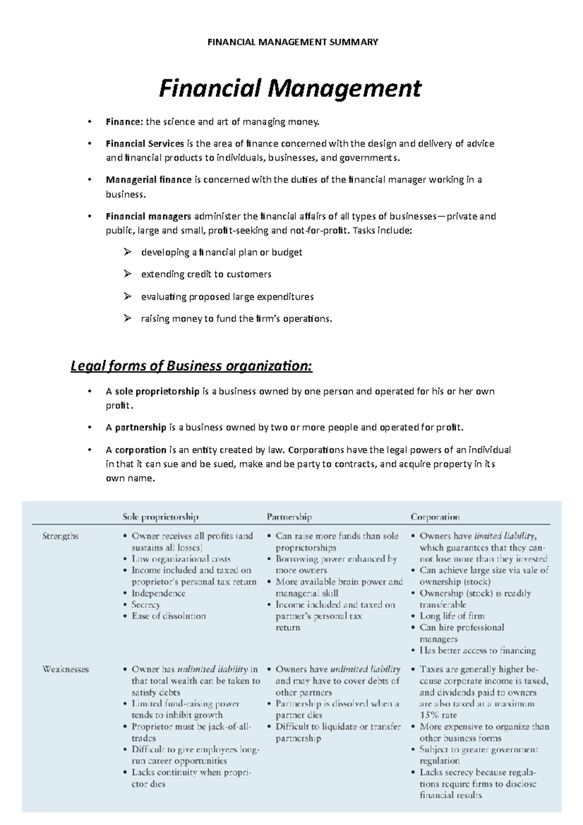 Financial-Management-samenvatting - Financial Management Finance: the science and art of ...