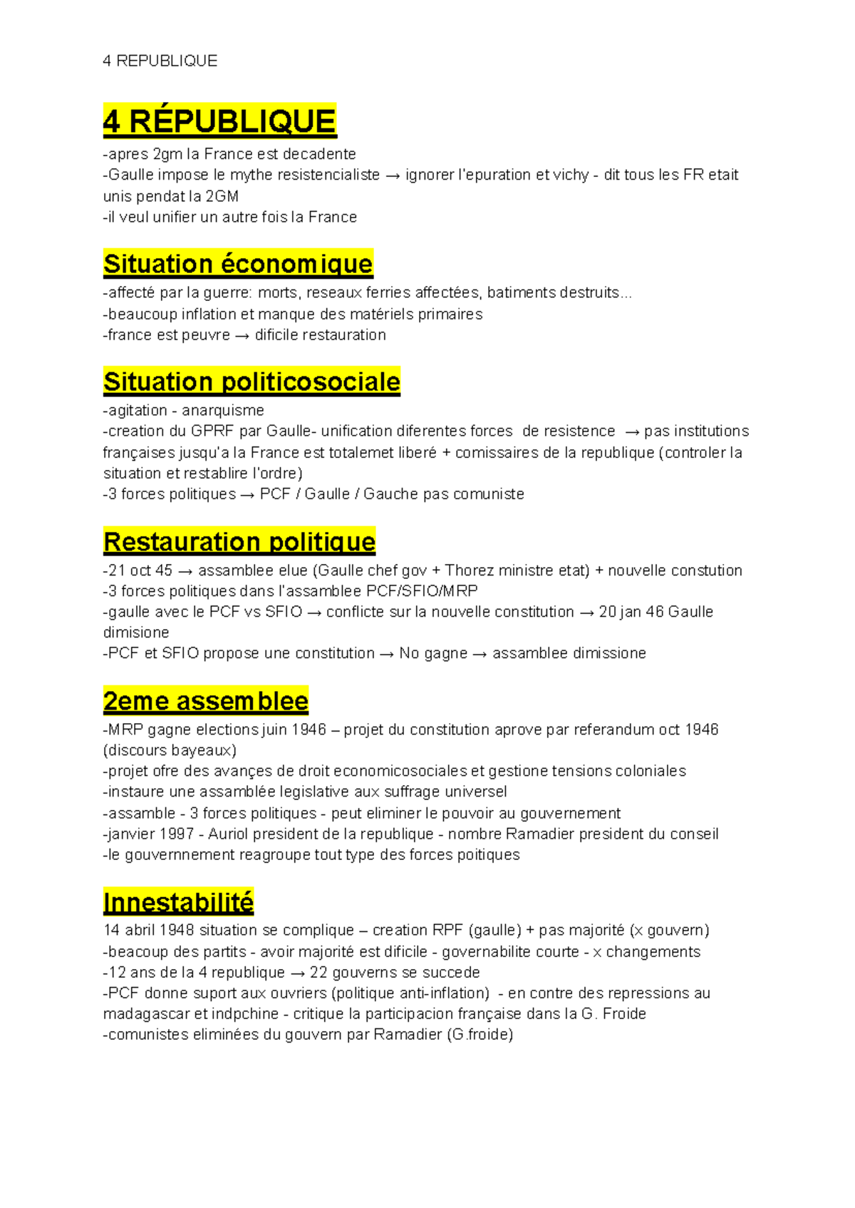 4 republique - Apuntes 4 republica francesa (bachibac) - 4 REPUBLIQUE 4 ...