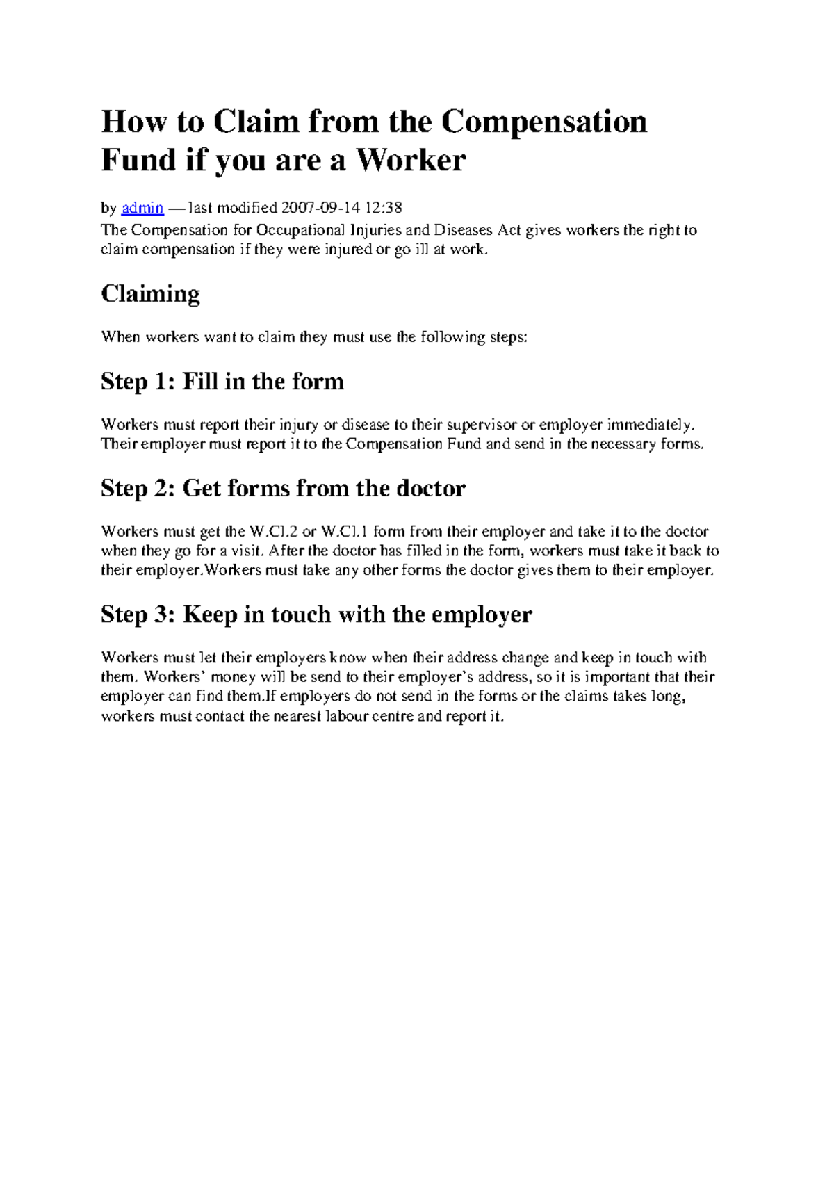 How To Claim from the Compensation Fund if you are a Worker - How to ...