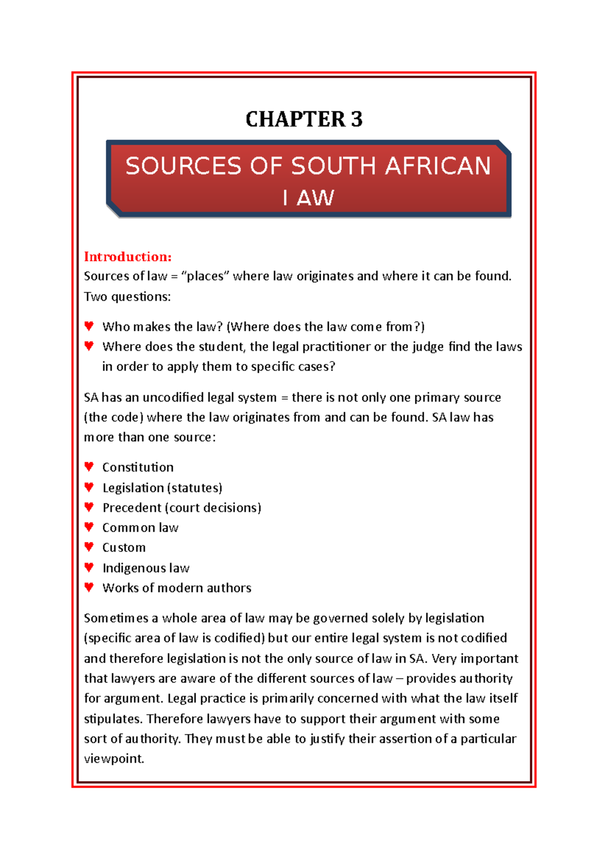 Jur 110 Chapter 3 Chapter 3 Introduction Sources Of Law “places” Where Law Originates And