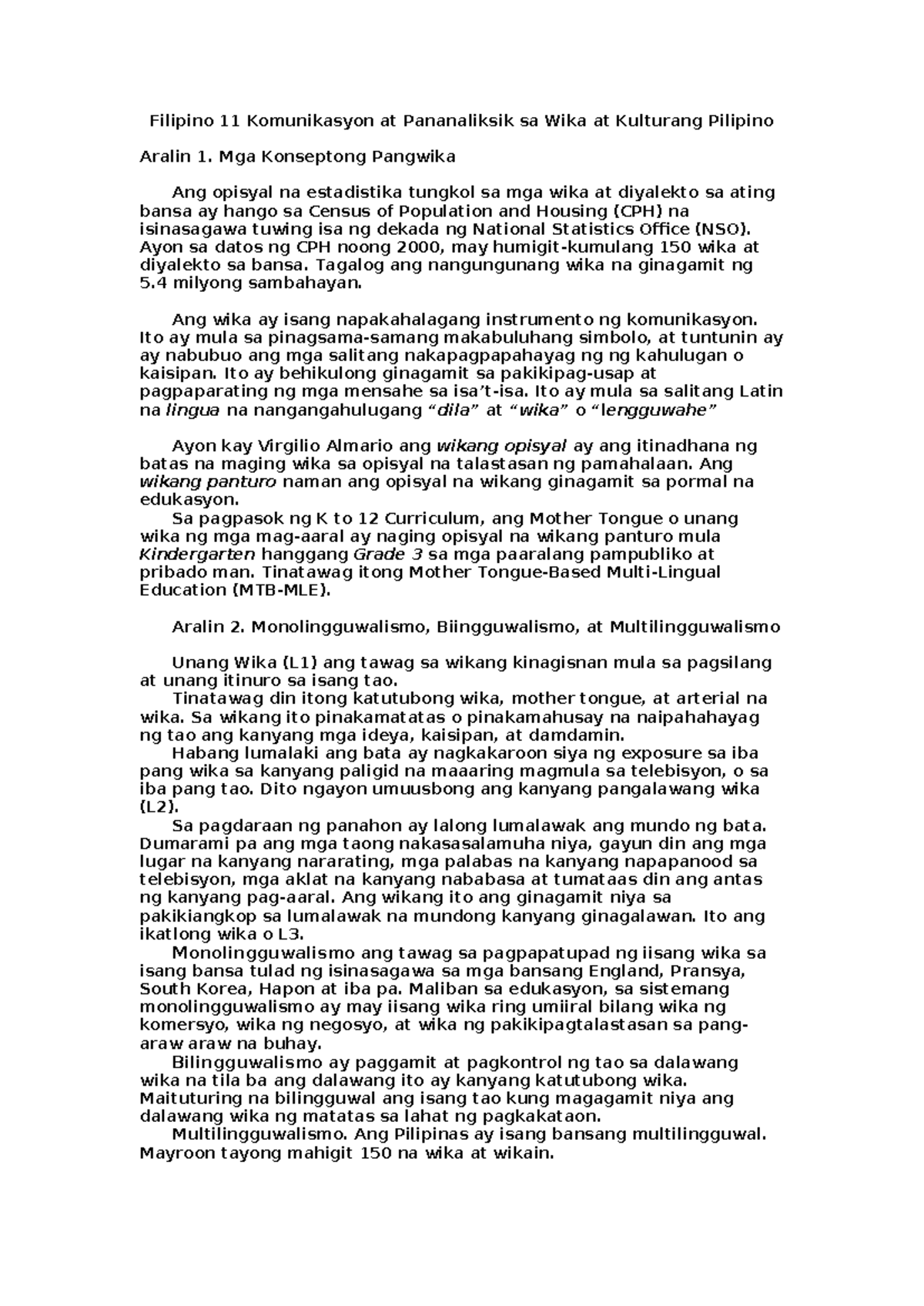 Filipino 11 Komunikasyon at Pananaliksik - Filipino 11 Komunikasyon at ...