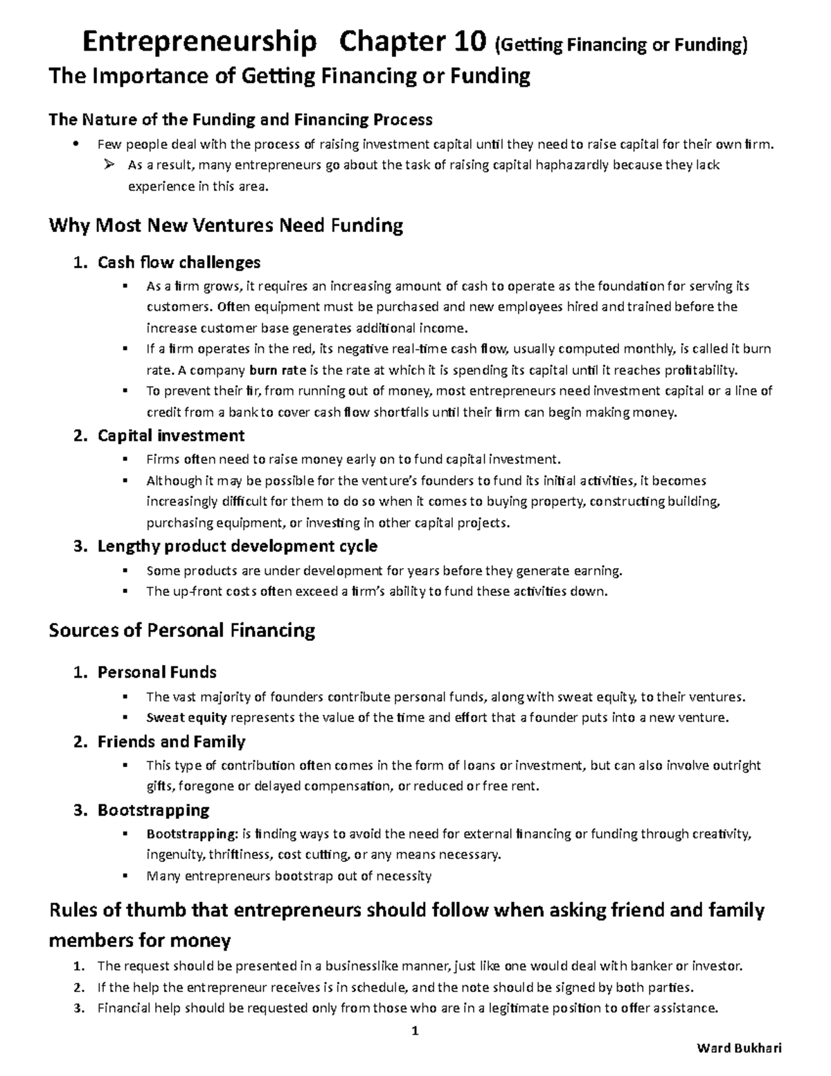 Chapter 10 Entrepreneurship - The Importance of Getting Financing or ...