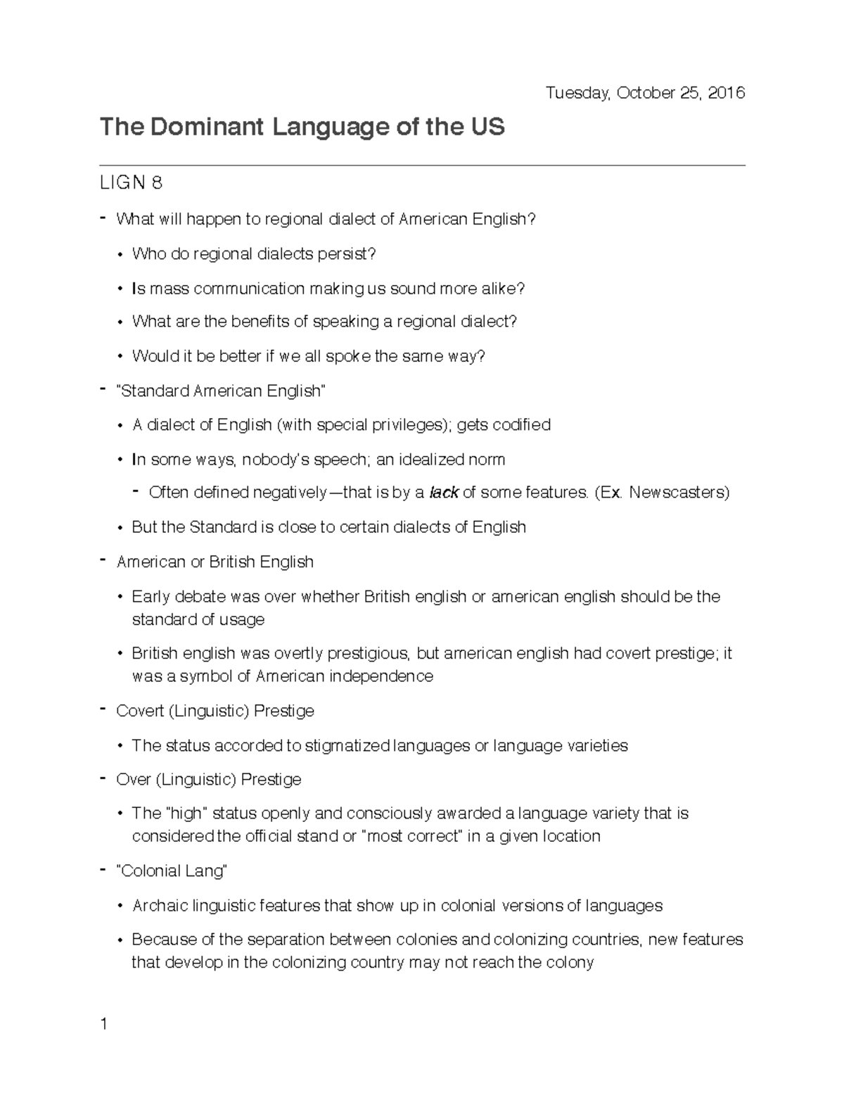 The Dominant Language of the US - Tuesday, October 25, 2016 The ...