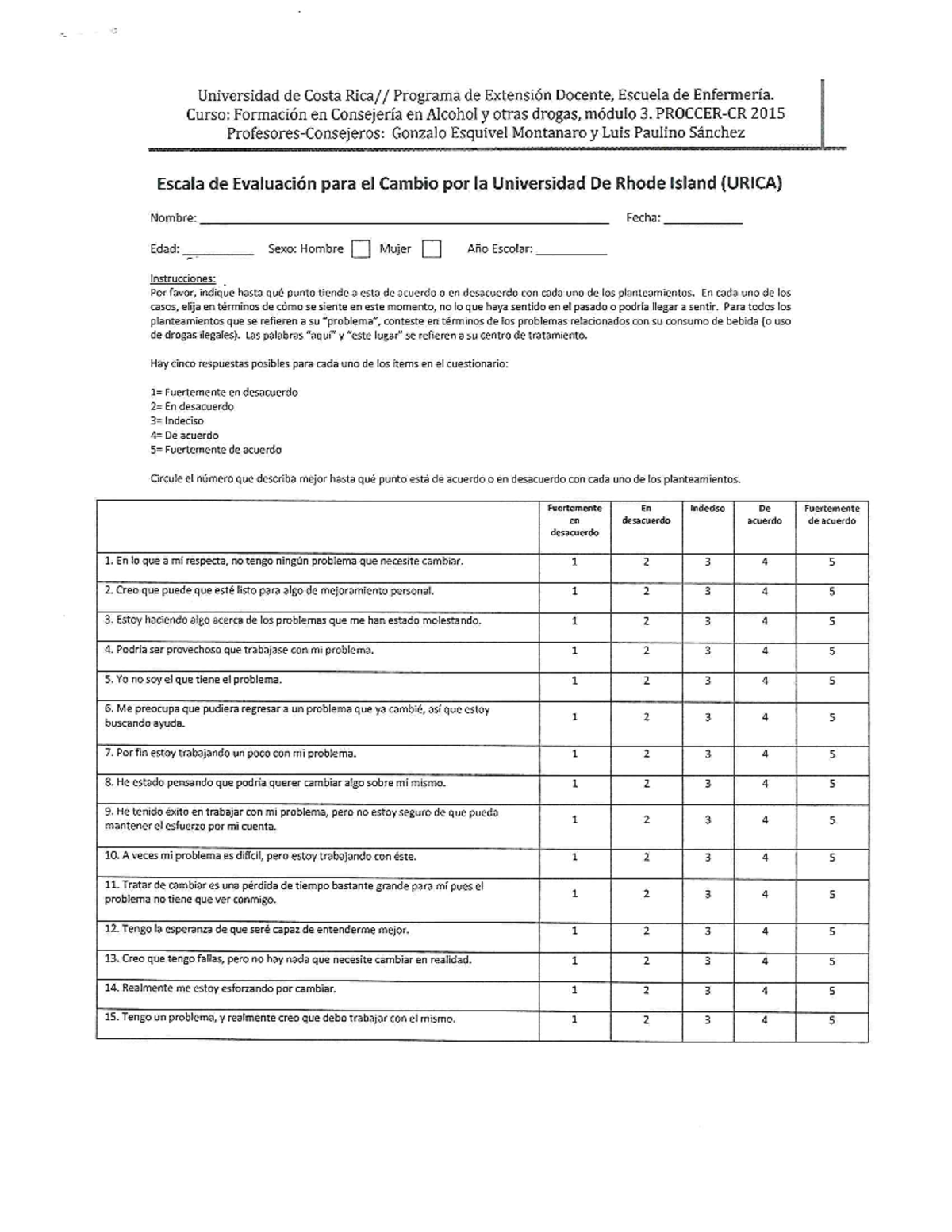 Urica Escala de Evaluacion - terapiao cocupacional - Studocu