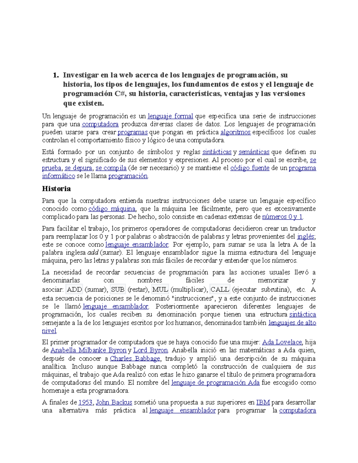 Programación 2 tarea numero 1 - Tarea 1 programacion 2 - 1. Investigar ...