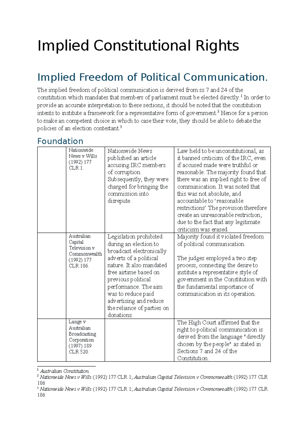 Implied Constitutional Rights - Implied Constitutional Rights Implied ...