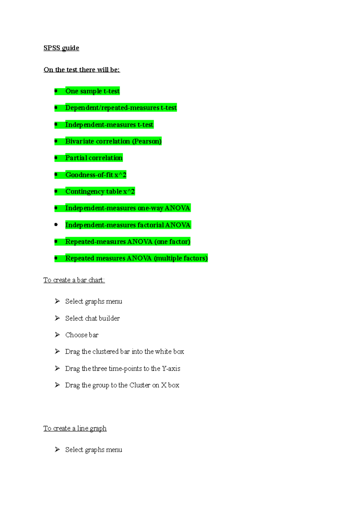 SPSS Guide SPSS Guide On The Test There Will Be One Sample T test