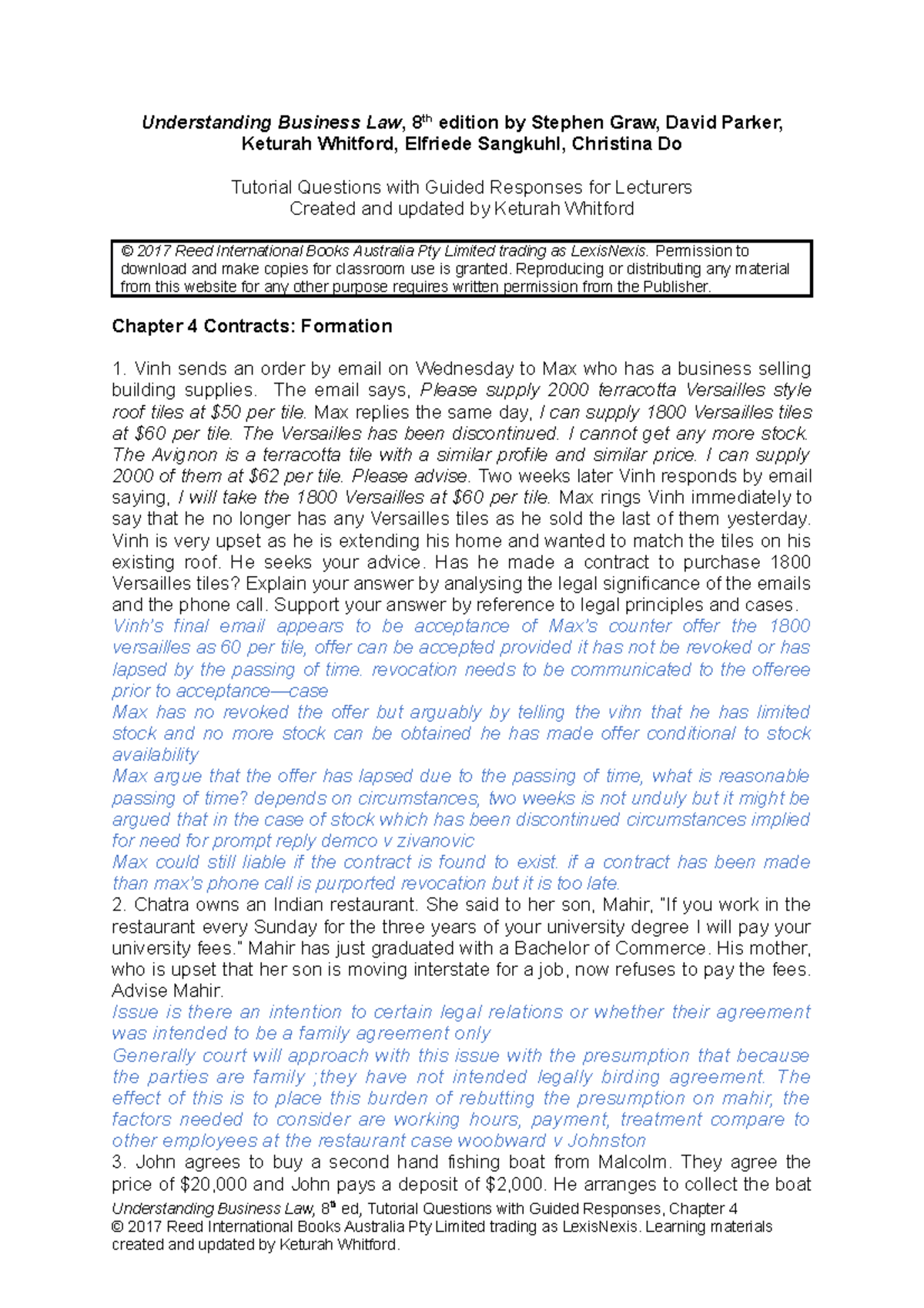 Tutorial week 5 - Understanding Business Law, 8th edition by Stephen ...
