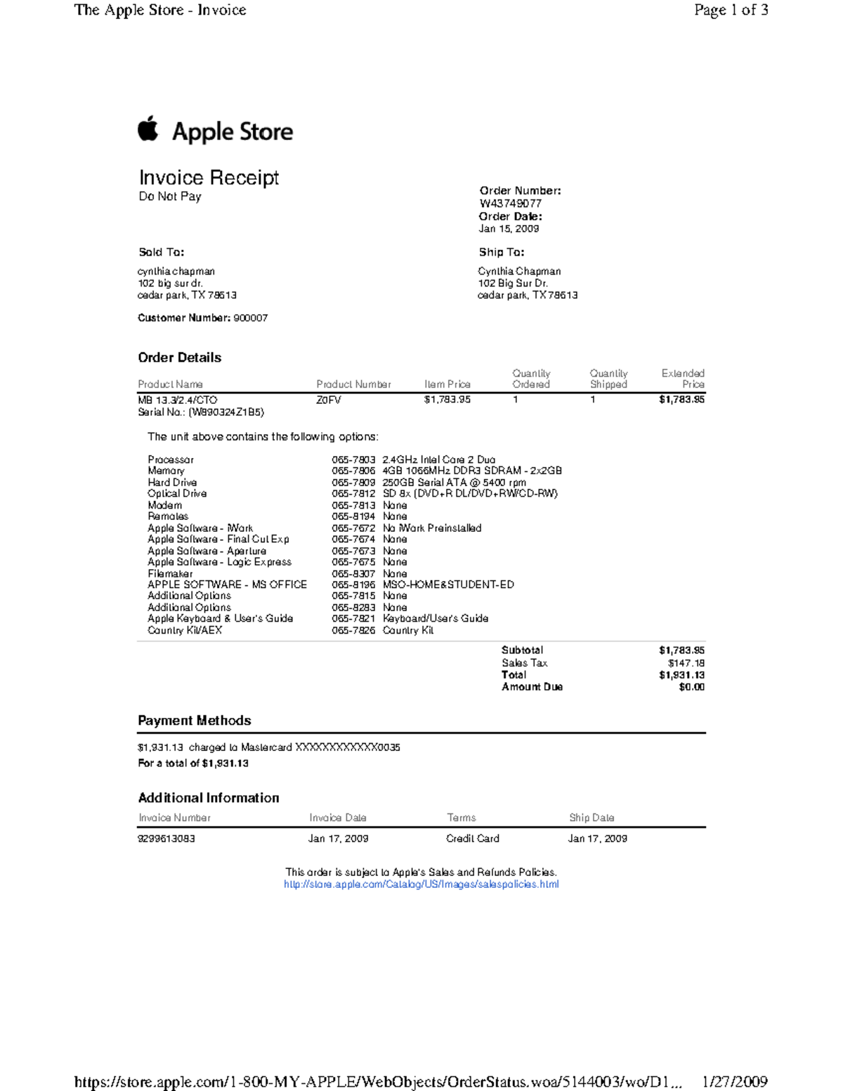 Laptop Purchase Template-30927 - Order Details Payment Methods $1,931 ...