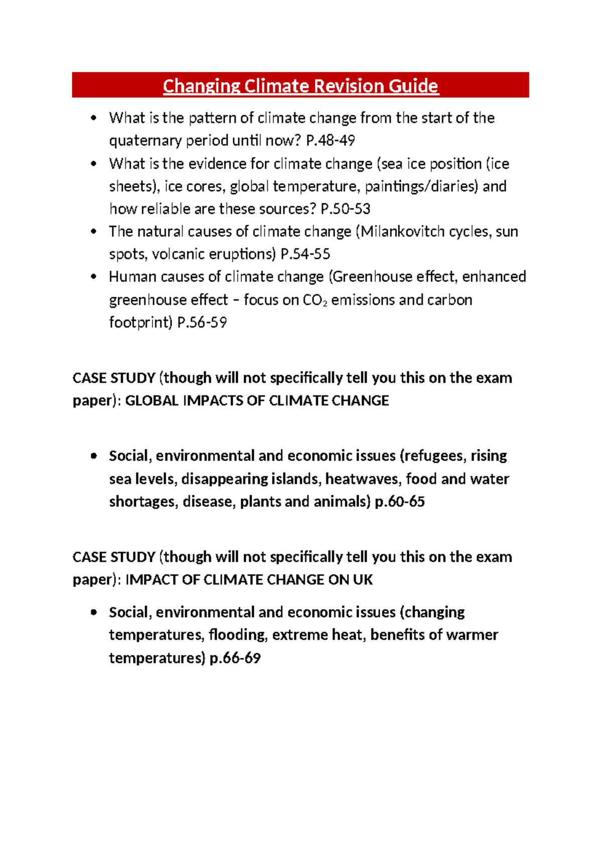 Changing Climate Revision Guide - Studocu