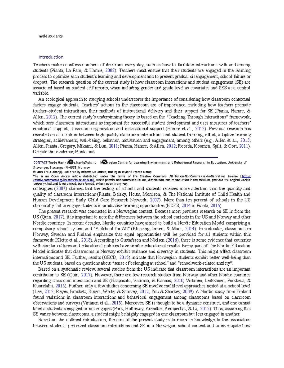 Male students - RESEARCH - male students. Introduction Teachers make ...