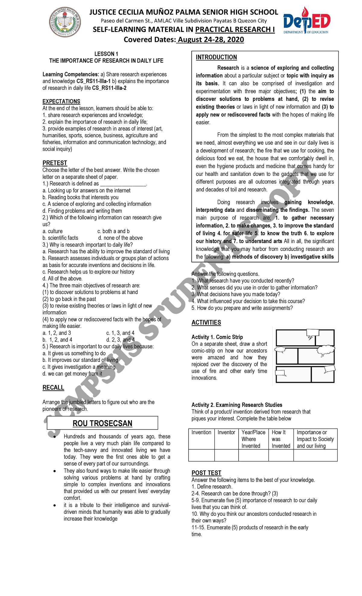 -Template- PR1-SLEM-1 omg thus is oskw - LESSON 1 THE IMPORTANCE OF ...
