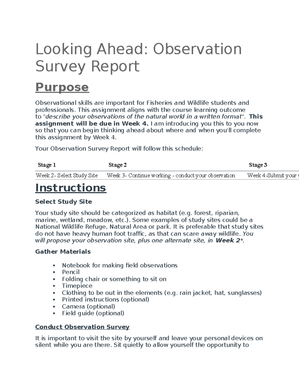Instructions - Looking Ahead: Observation Survey Report Purpose ...