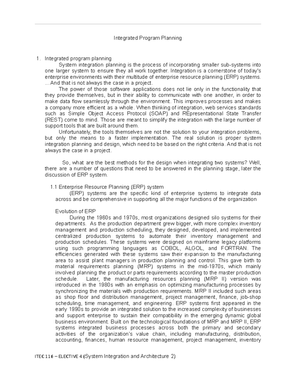 Lecture 1 Process Integration - Integrated Program Planning Integrated ...