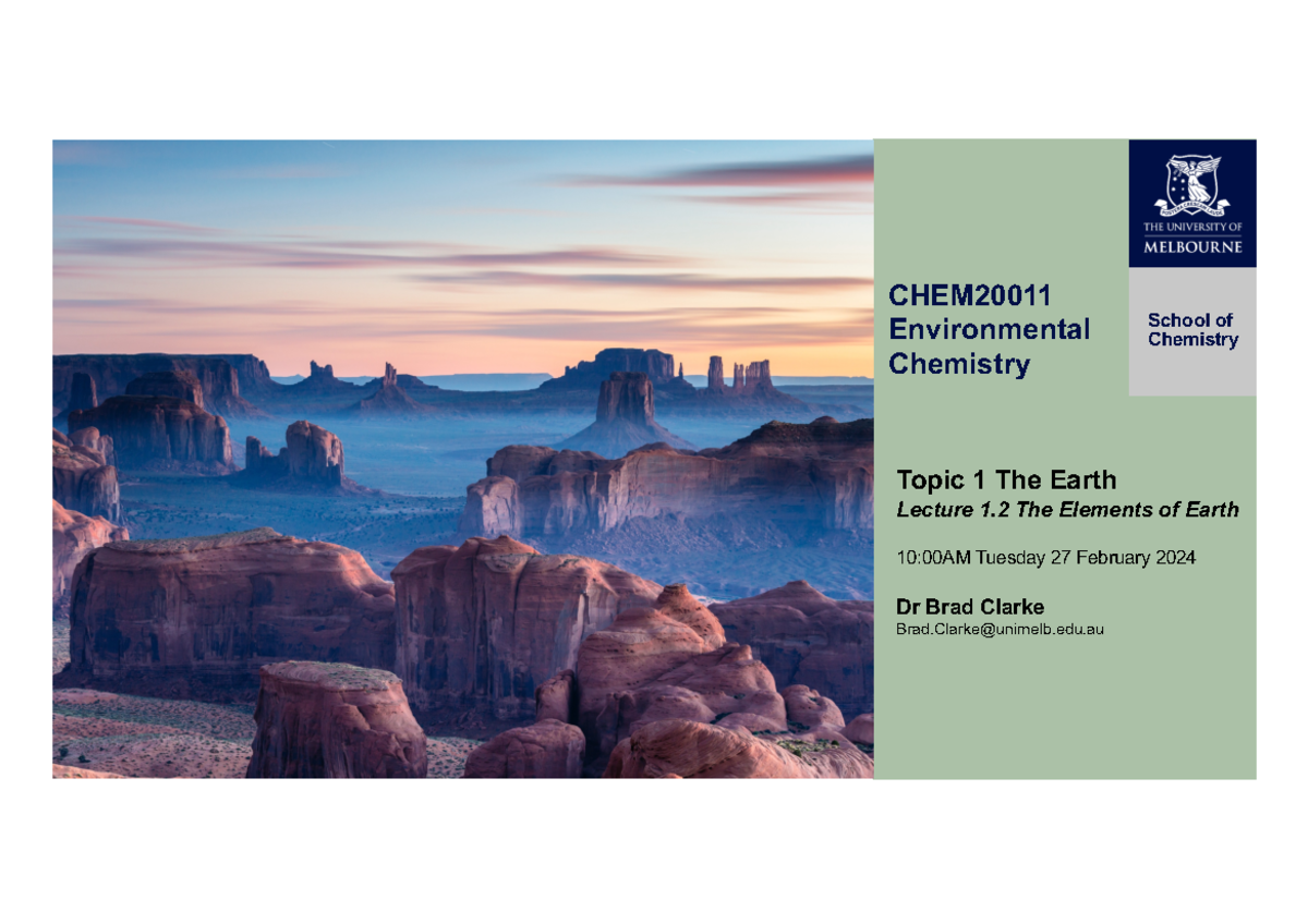 CHEM2001 1-2024 T1 - Lecture 1 content - ####### School of ...