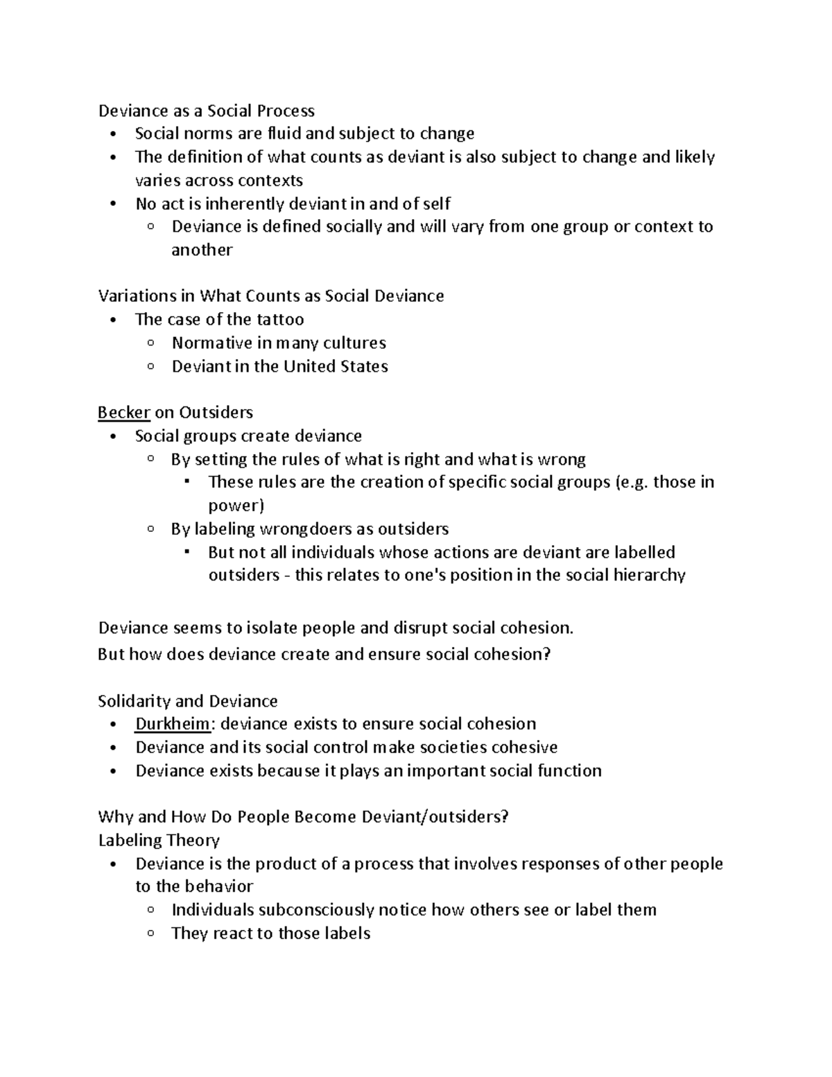 SOC 1101 - Lecture 14 - Deviance as a Social Process Social norms are ...