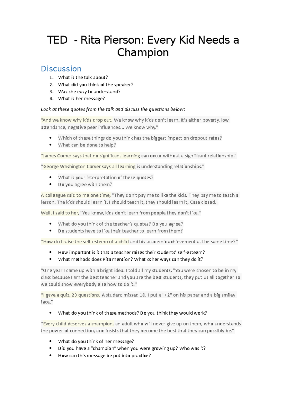 Ted rita every child needs a champion - TED - Rita Pierson: Every Kid ...